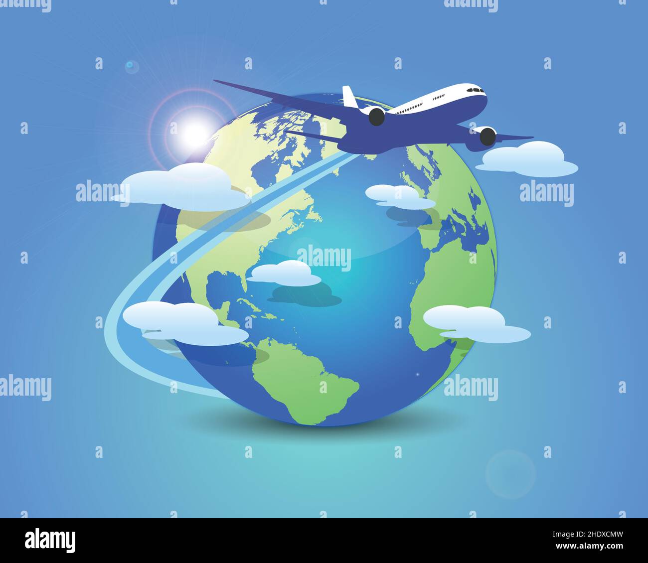 Flying Around the World. Vector travel concept Stock Vector Image & Art ...