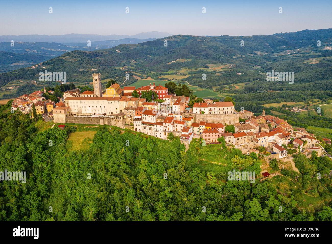 Motovun from air Stock Photo - Alamy