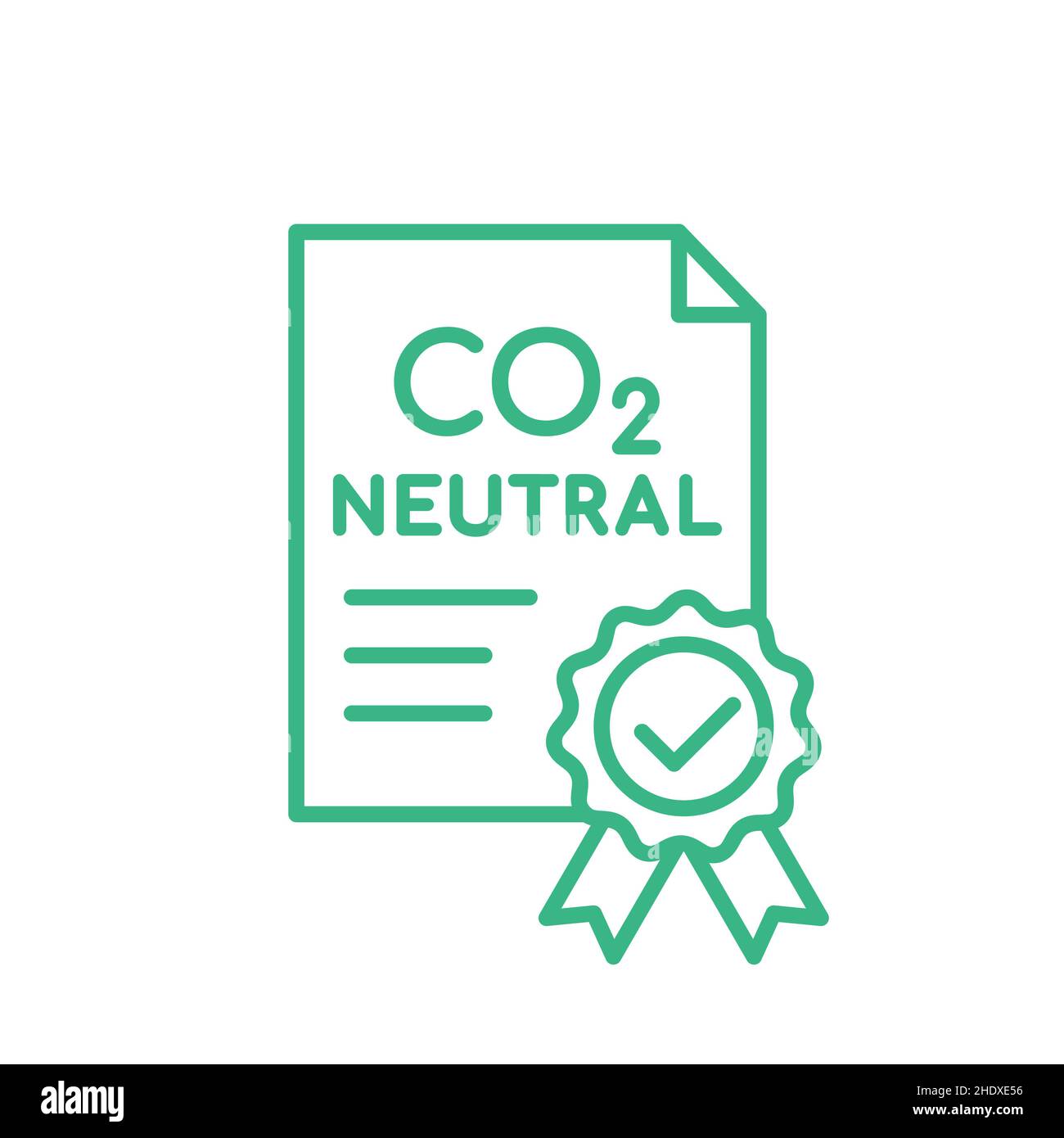 Carbon neutral certificate line icon. Green CO2 neutrality guarantee. A ...