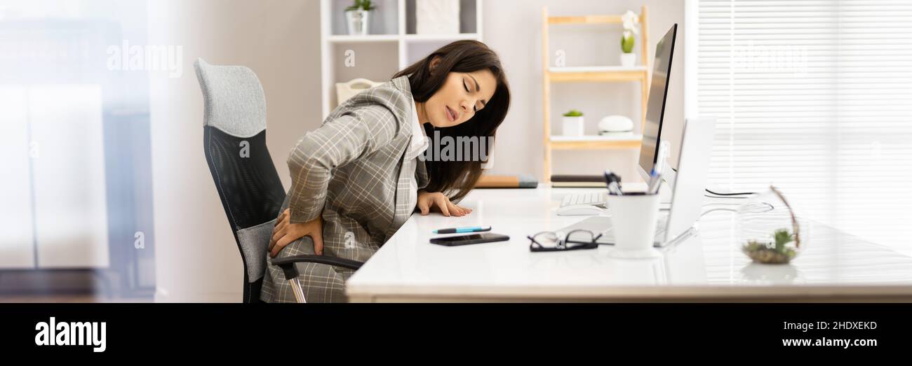 Ergonomic Computer Chair Bad Posture And Pain Stock Photo - Alamy
