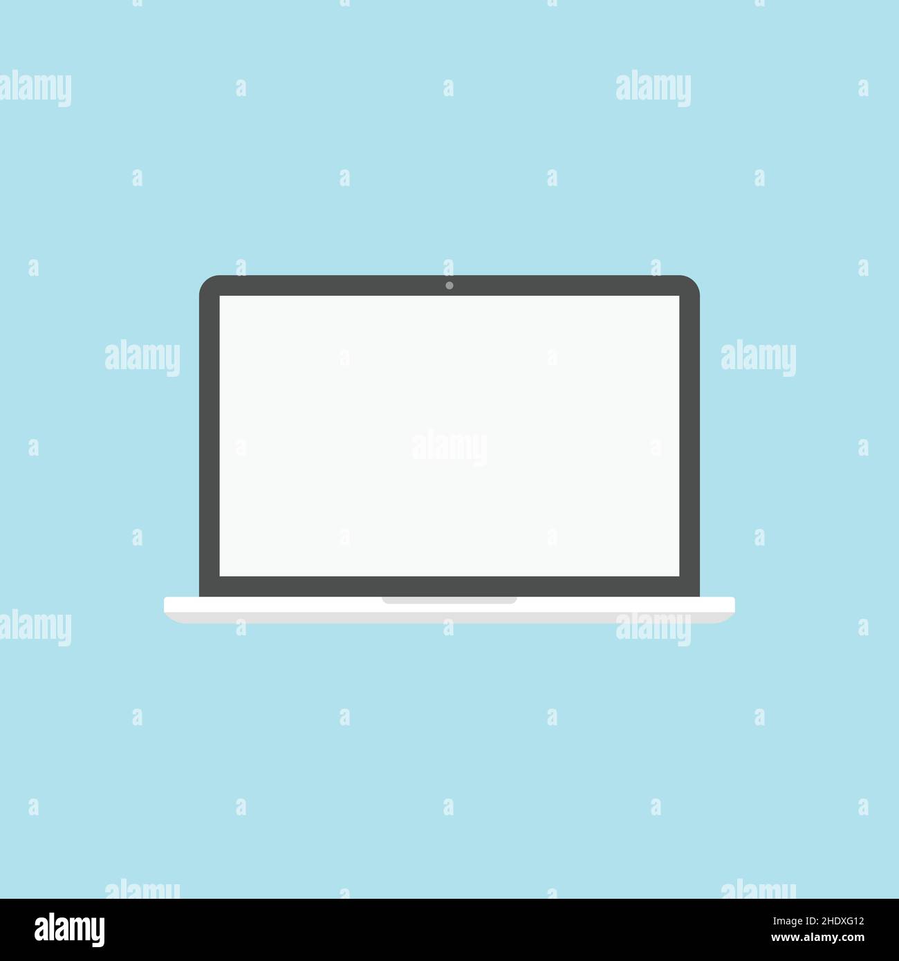 Laptop with blank screen icon in flat style. Computer display vector ...
