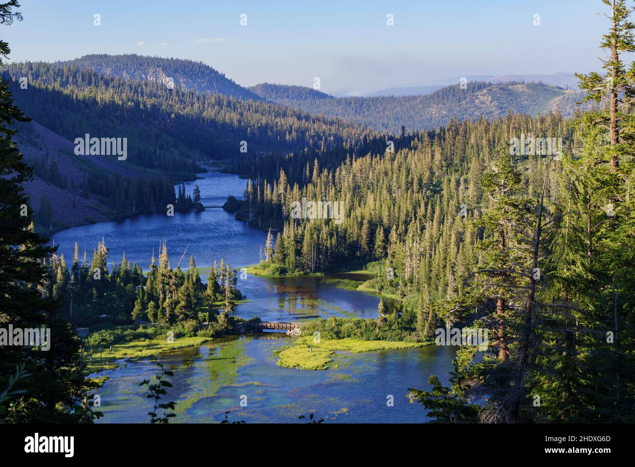 california, mammoth lakes, inyo national forest, twin lake waterfall ...