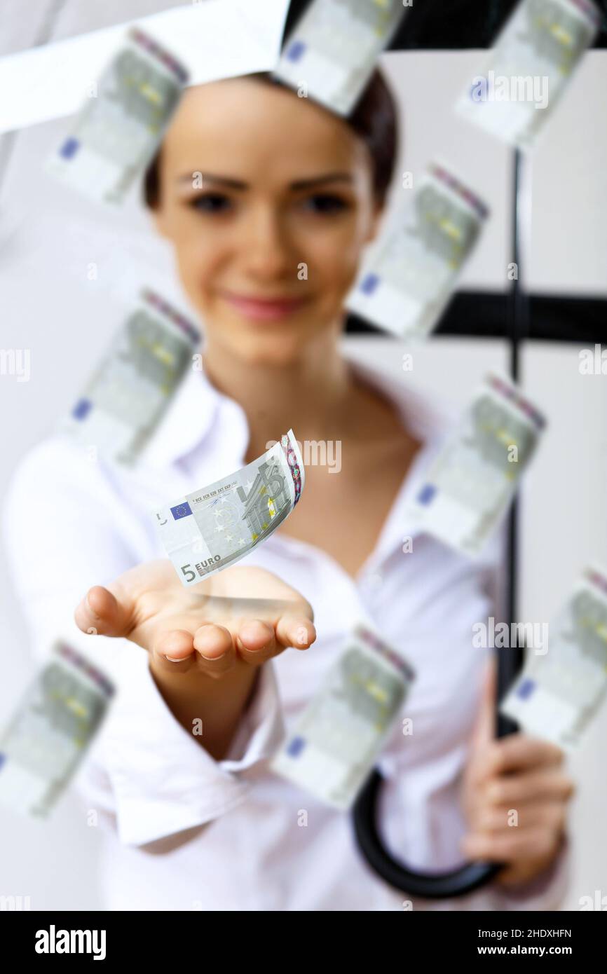 profit, money rain, 5 euro, profits, money rains, five euro Stock Photo ...
