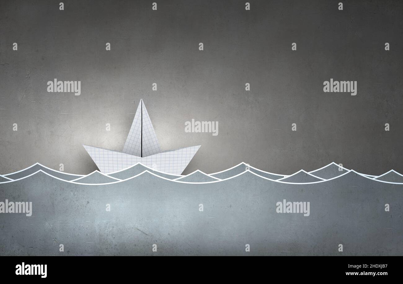 illustration, paper boat, cruise ship, illustrations, paper boats ...