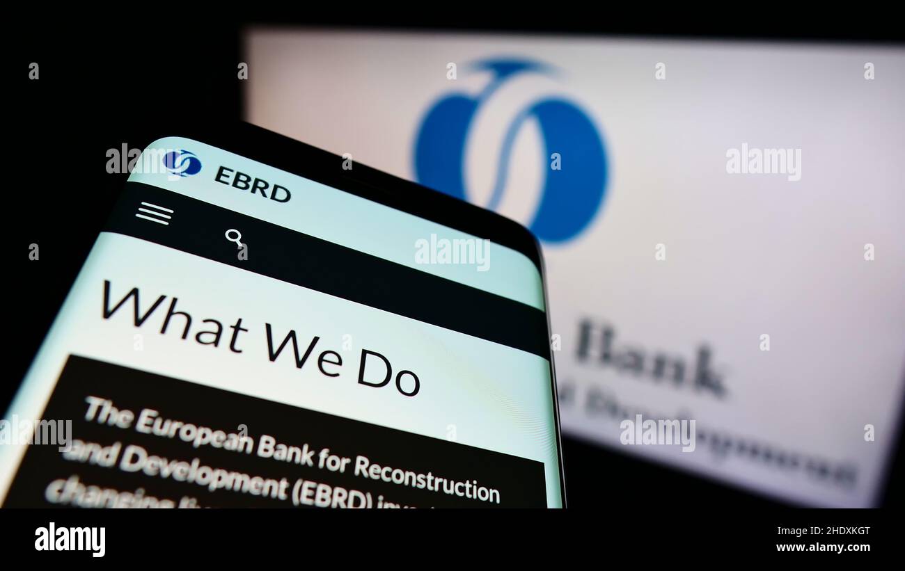 Mobile phone with website of European Bank for Reconstruction and ...