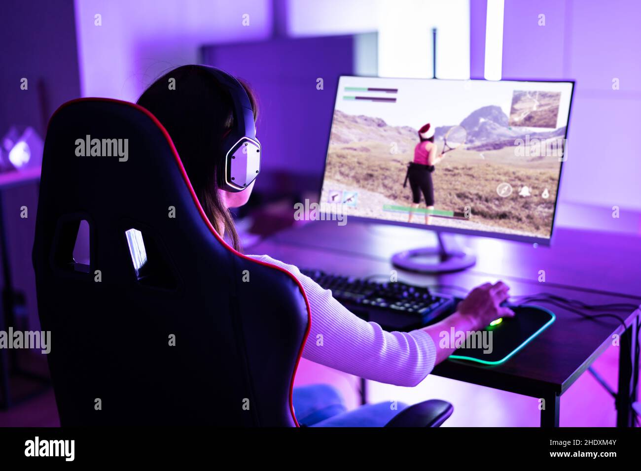 Online Esports PC Player. Young Gamer Girl Stock Photo - Alamy
