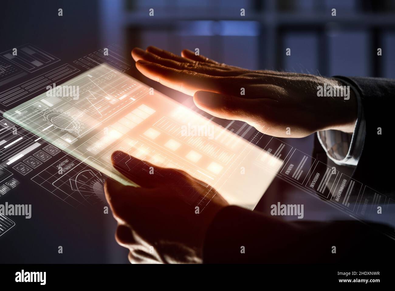 hand, scanning, interface, hands, interfaces Stock Photo - Alamy