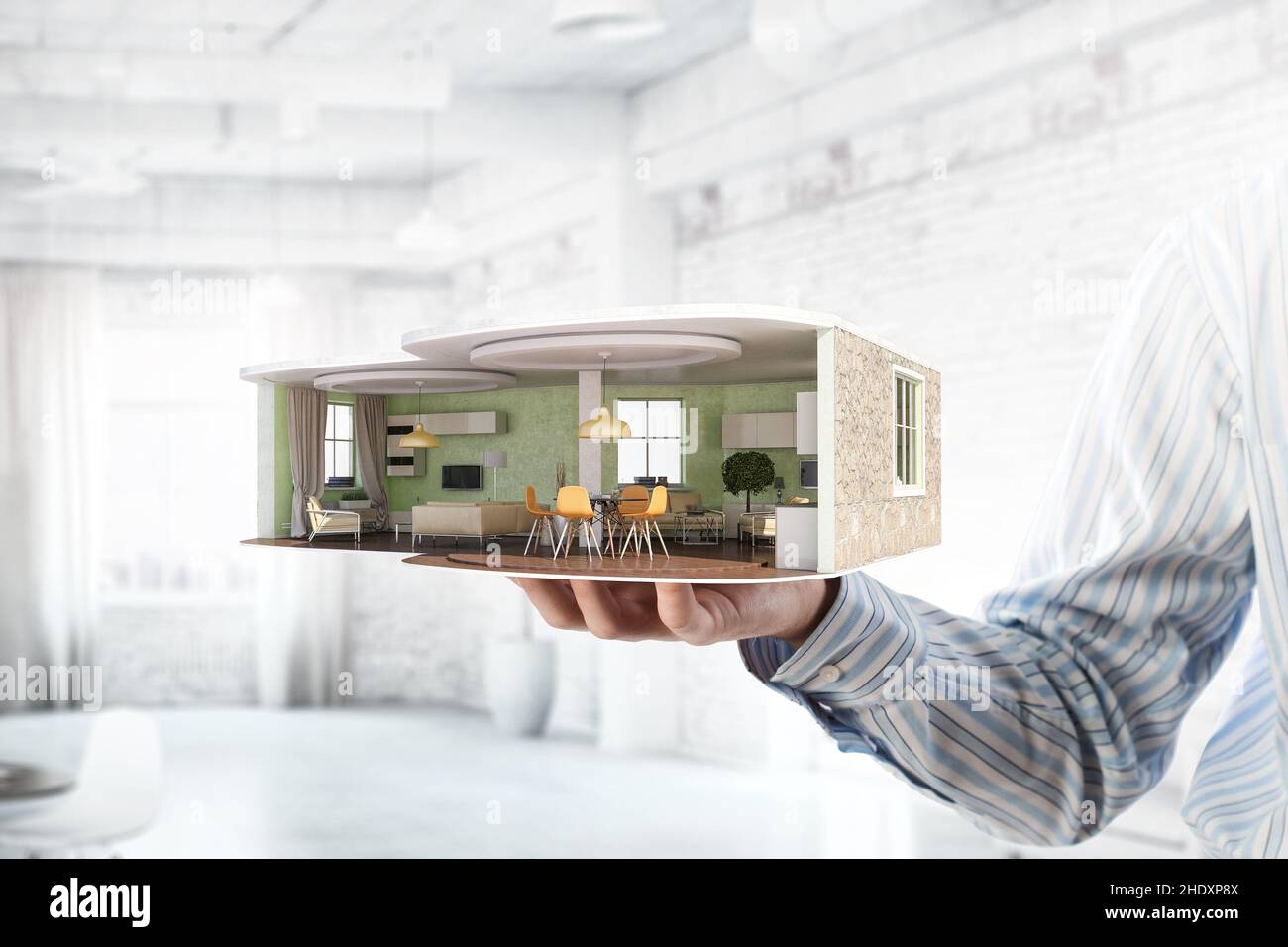 interior, model house, draft, interiors, model houses, drafts Stock ...