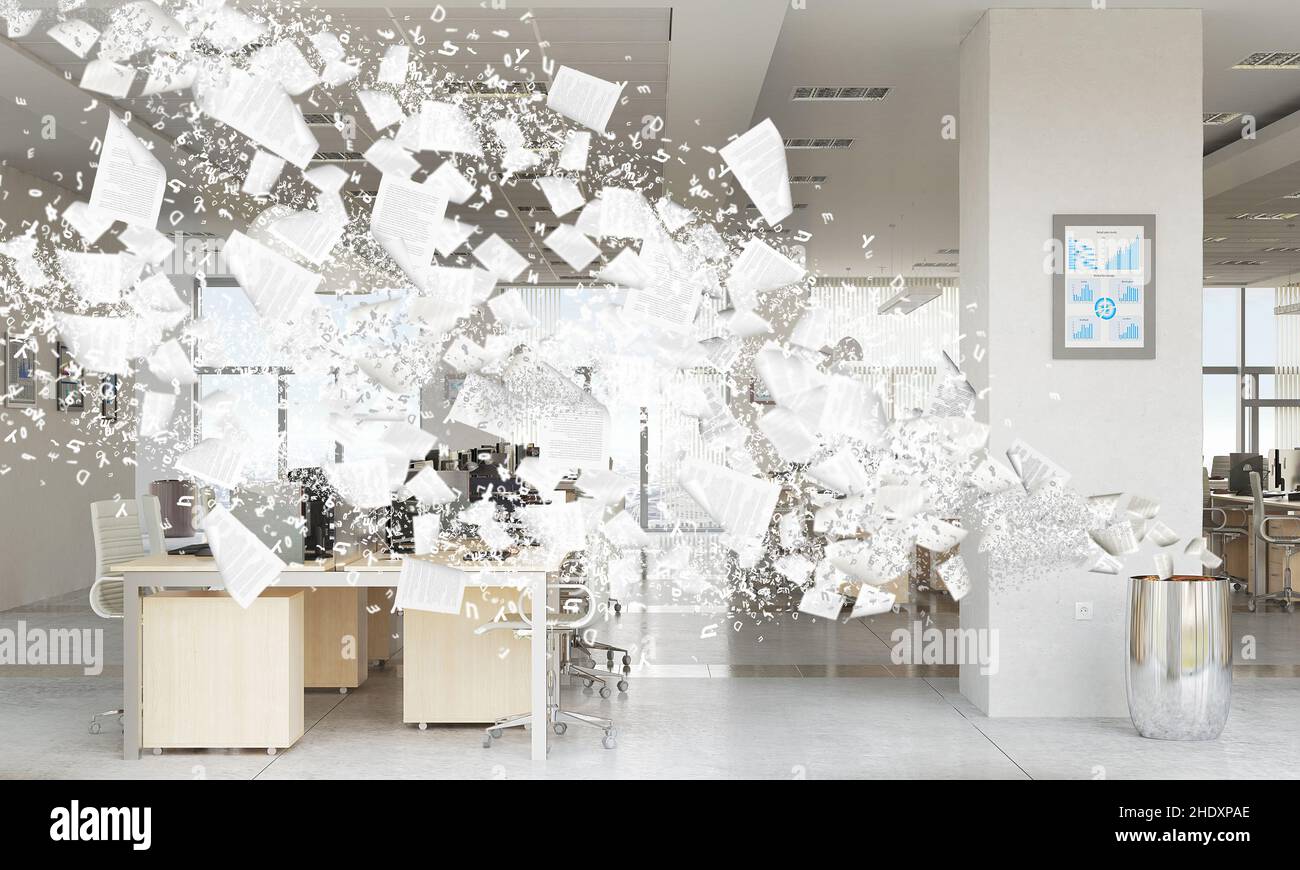 office, chaos, paper, offices, chaotic, disorder, mess, papers Stock ...