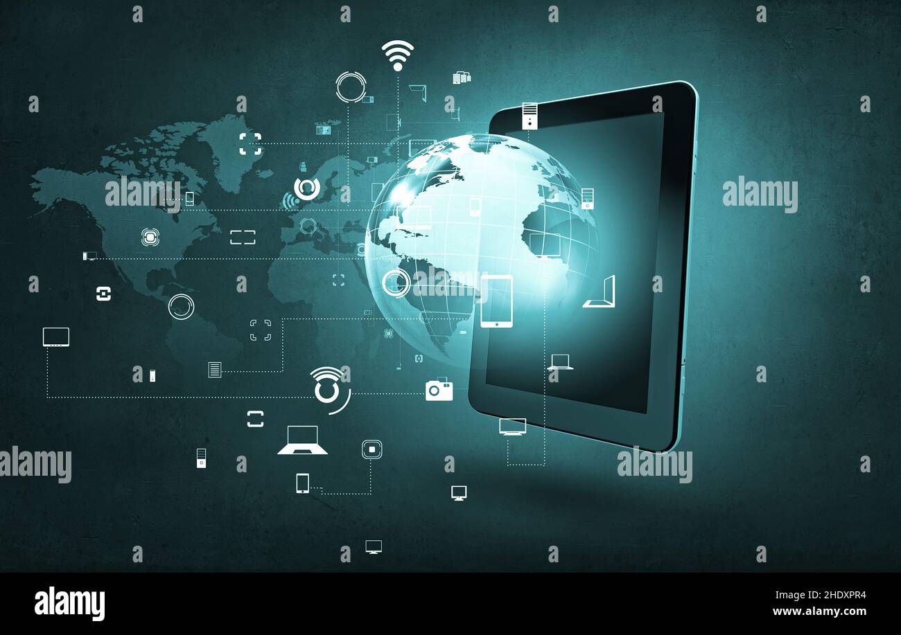 Digital icons globe network connections hi-res stock photography and ...