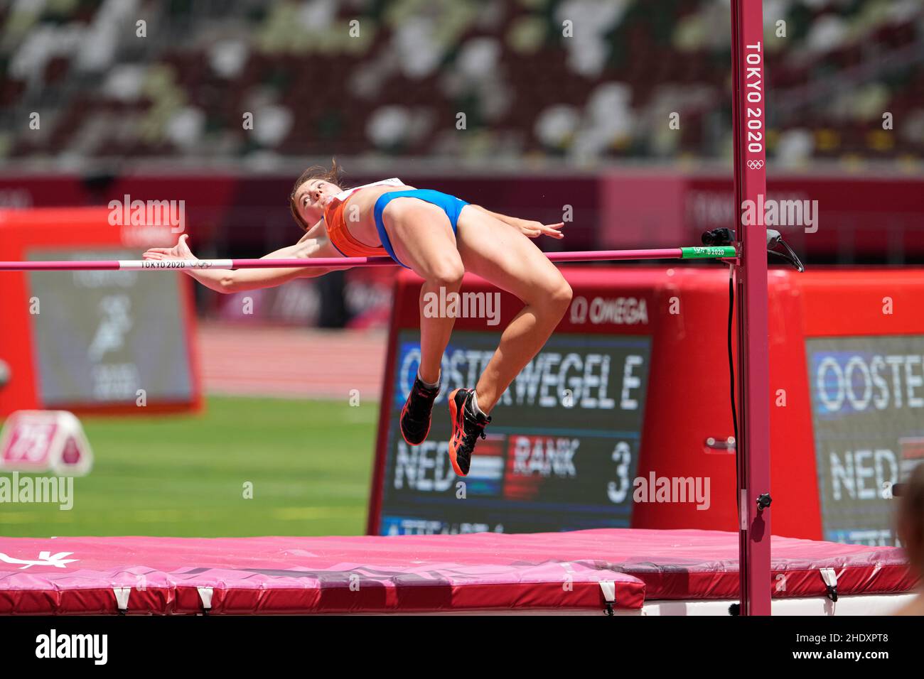 Emma Oosterwegel participating in the High Jump of the heptathlon at ...