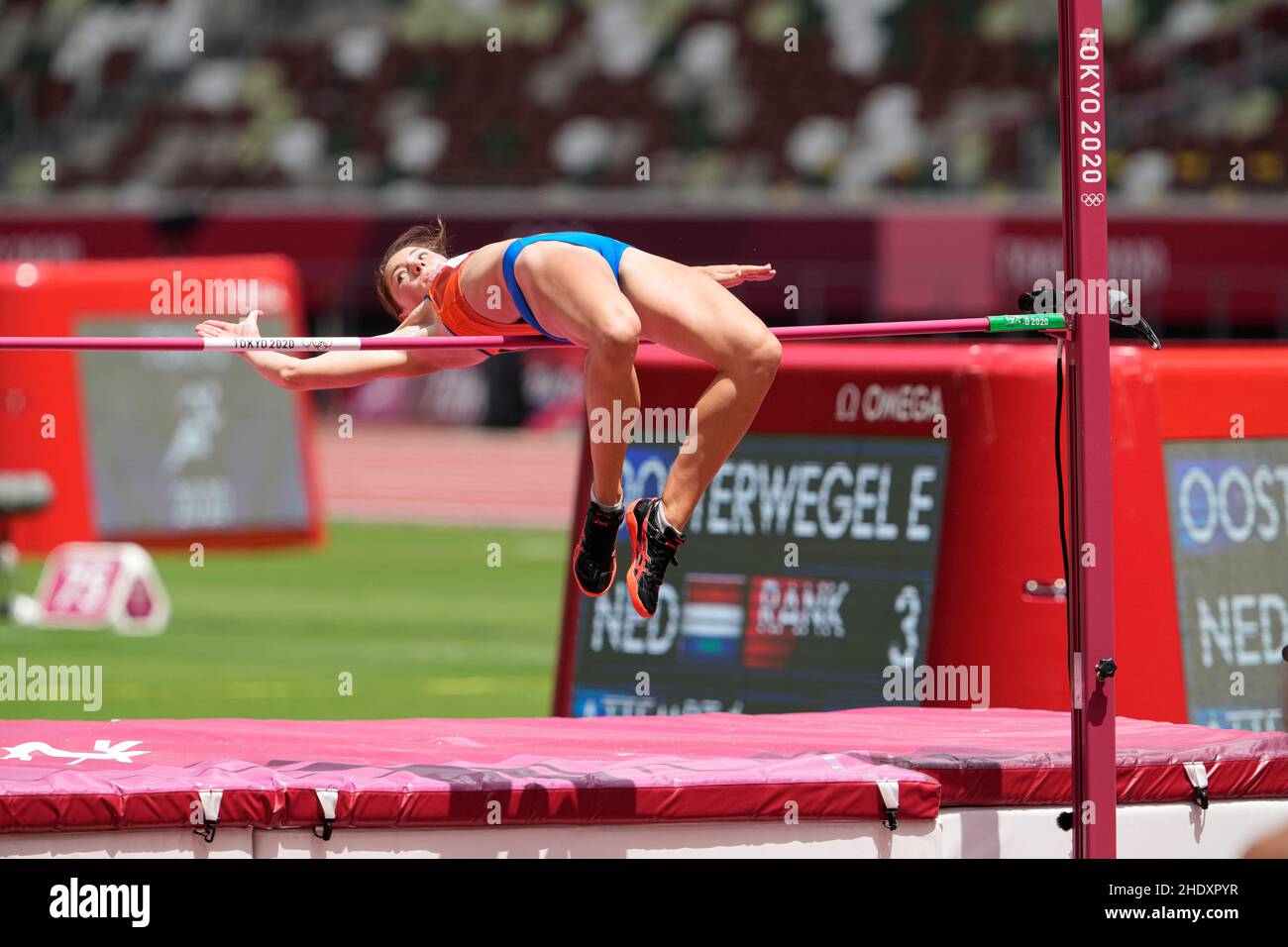 Emma Oosterwegel participating in the High Jump of the heptathlon at ...