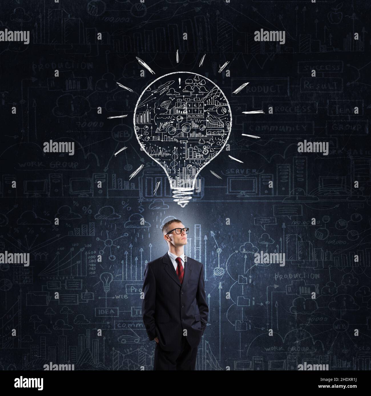 pensive, ideas, scientist, blackboard, pensives, brainstorming, idea ...