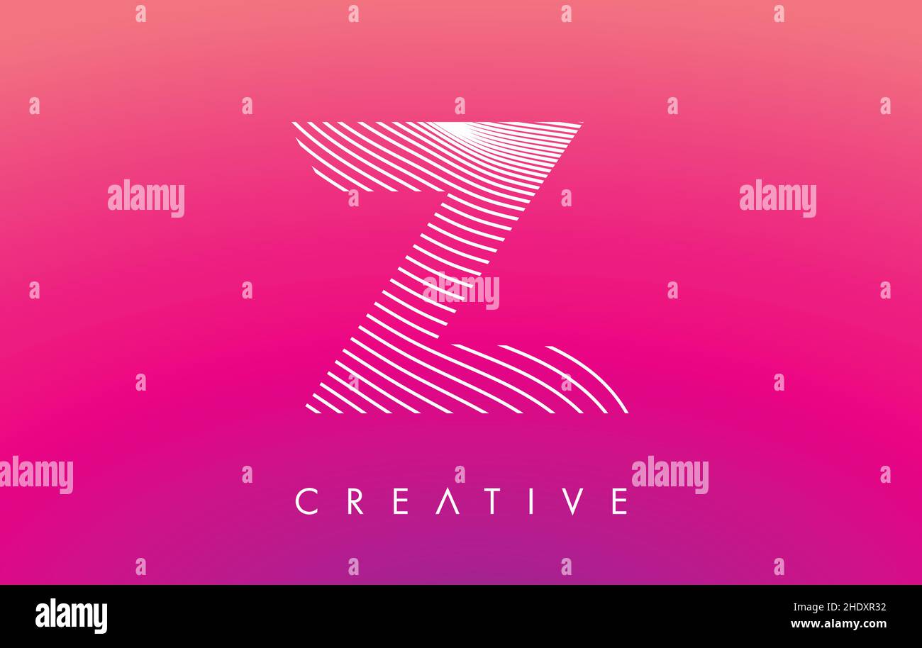 Z Letter Logo with White Warp Lines Effect on Purple Background Vector ...