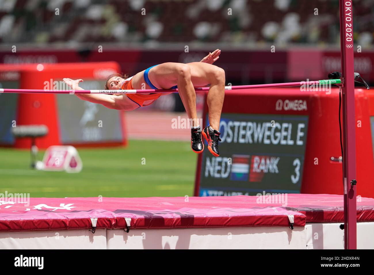Emma Oosterwegel participating in the High Jump of the heptathlon at ...