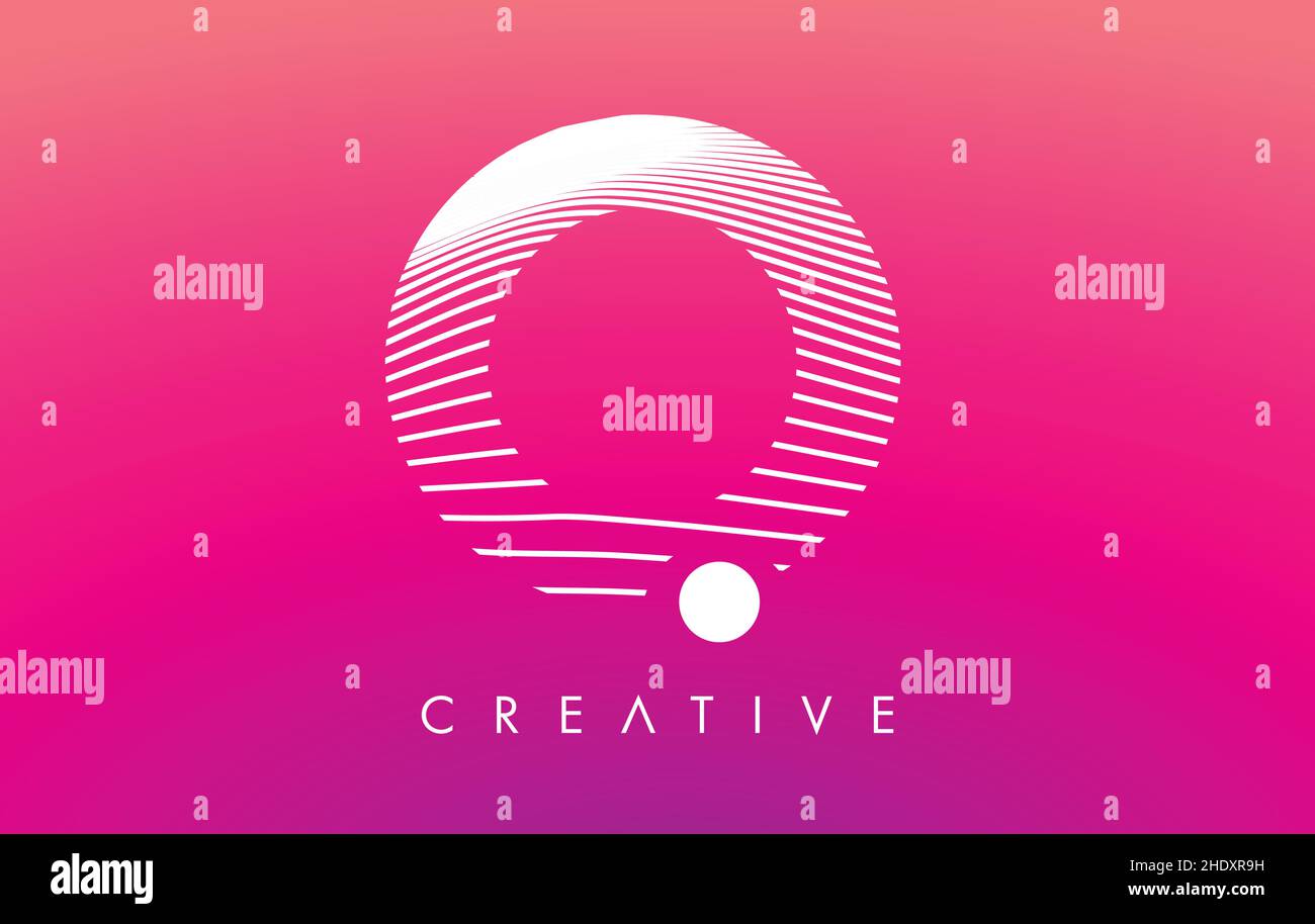 O Letter Logo with White Warp Lines Effect on Purple Background Vector ...