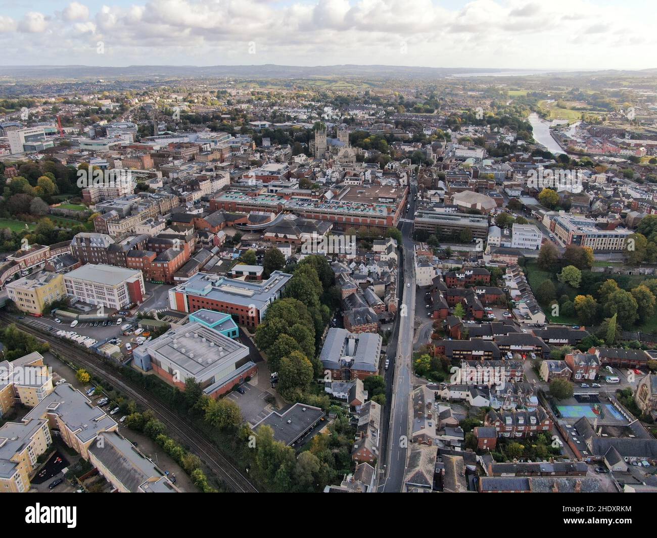 an aerial view of the centre of Exeter City Stock Photo - Alamy