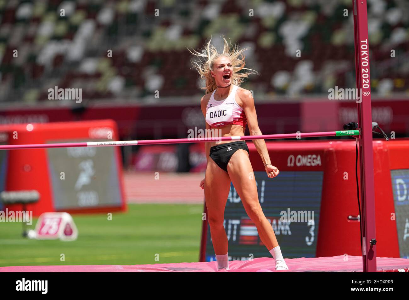 Ivona Dadic participating in the High Jump of the heptathlon at the ...