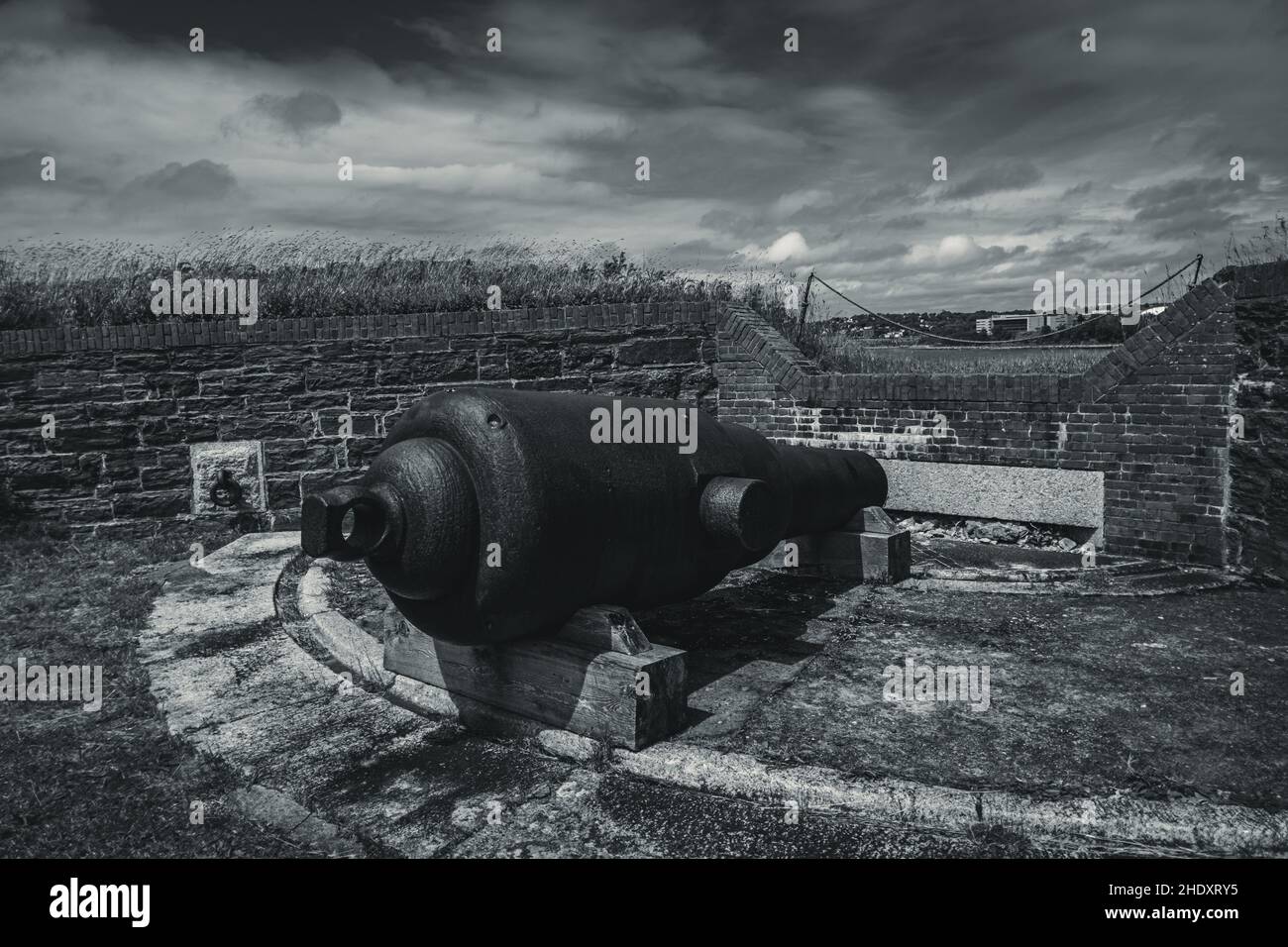 9-inch rml gun in fort charlotte on georges island Stock Photo - Alamy