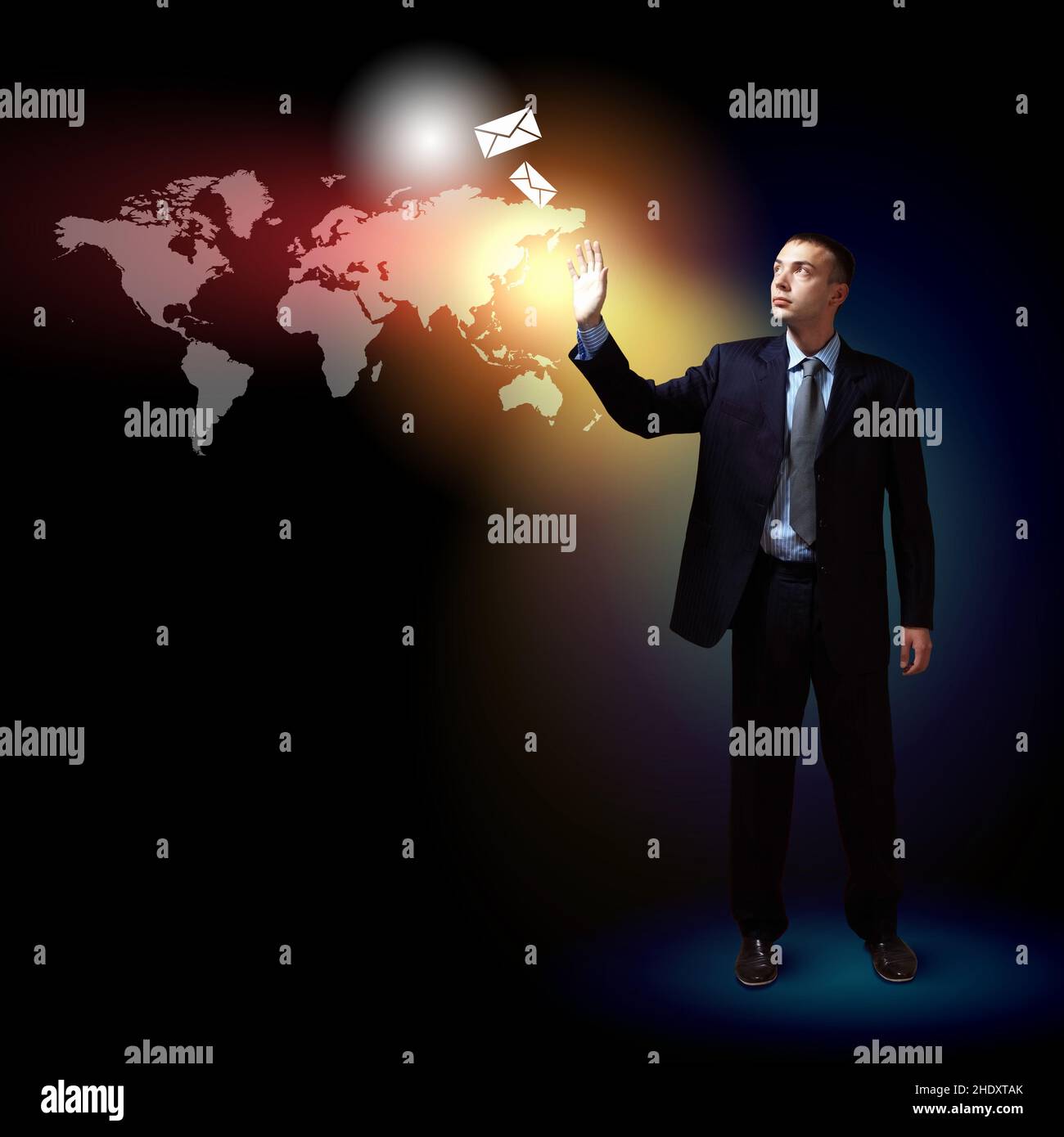 Businessman sends message mobile hi-res stock photography and images ...