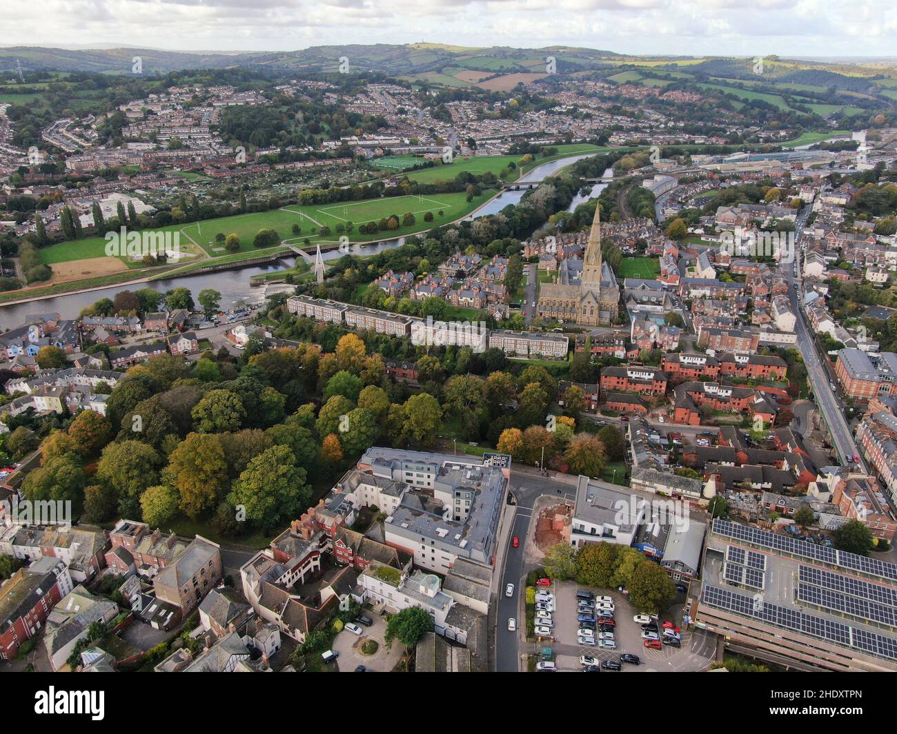 an aerial view of the centre of Exeter City Stock Photo - Alamy