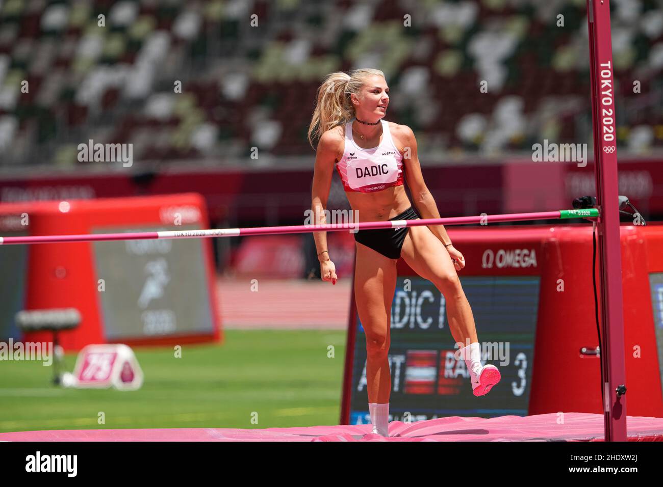 Ivona Dadic participating in the High Jump of the heptathlon at the ...