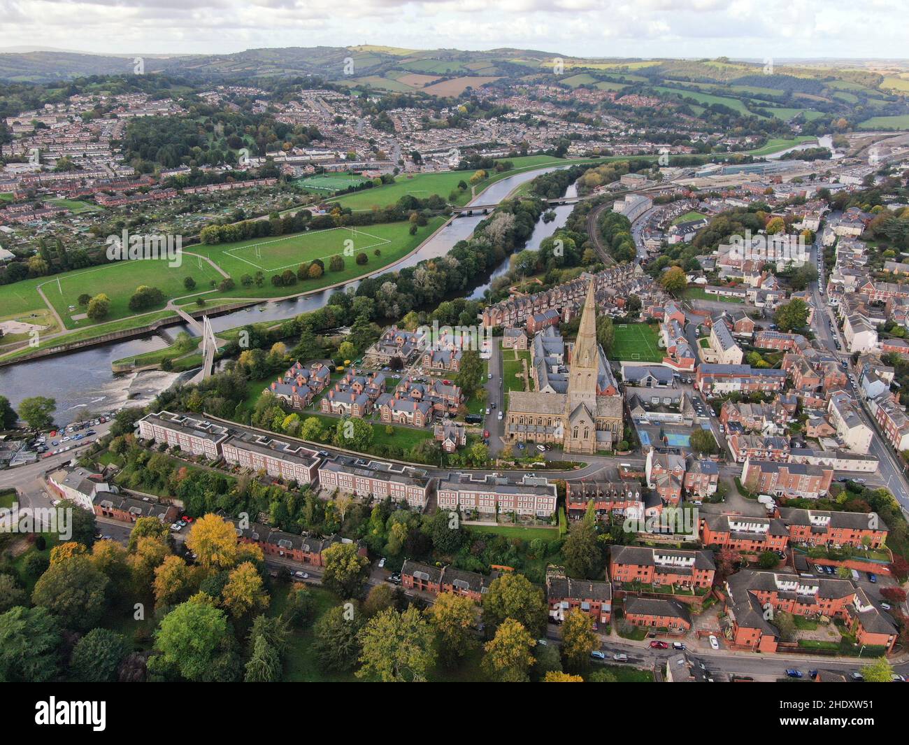 an aerial view of the centre of Exeter City Stock Photo - Alamy