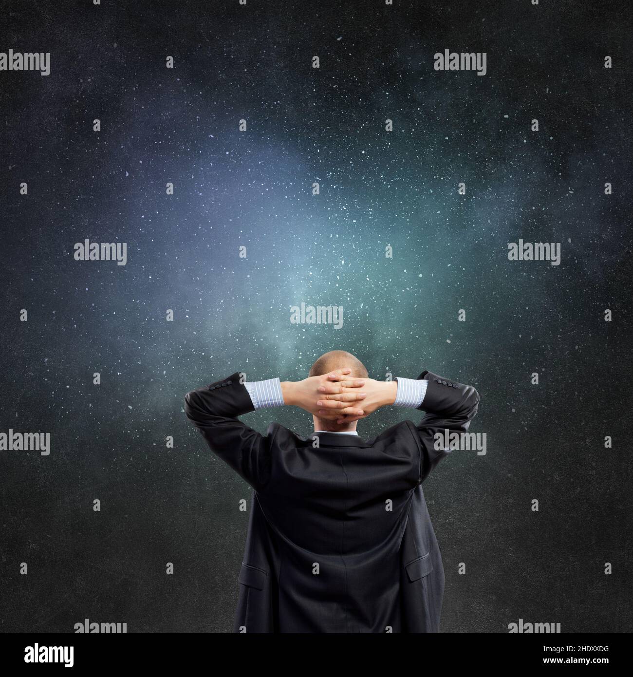 businessman, watching, stars sky, ideas, boss, businessmen, executive ...