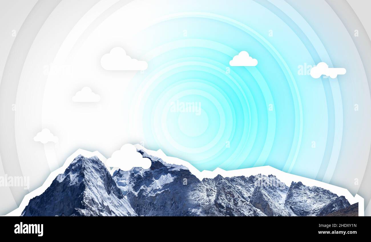mountain range, soundwaves, radio waves, mountain ranges Stock Photo ...