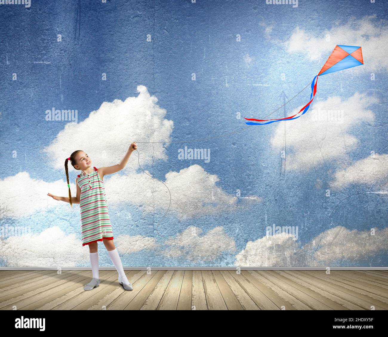 girl, flying, kite, girls, fly, to fly, kites Stock Photo - Alamy