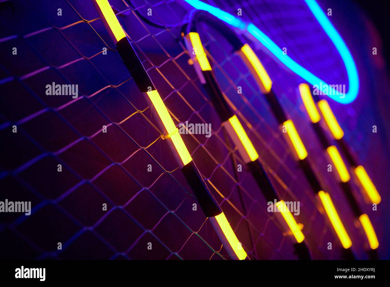 Abstact red neon sign with a blue neon tube Stock Photo - Alamy