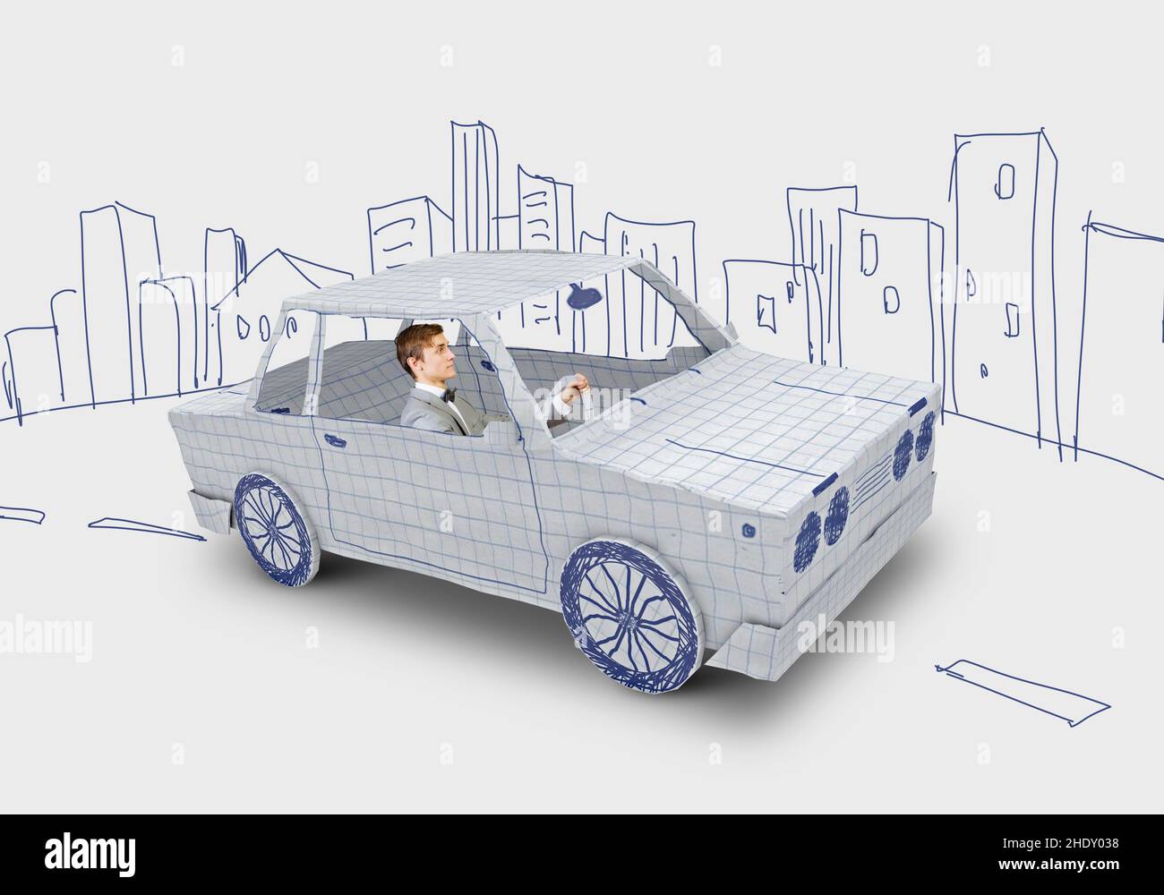 businessman, road trip, paper car, boss, businessmen, executive ...