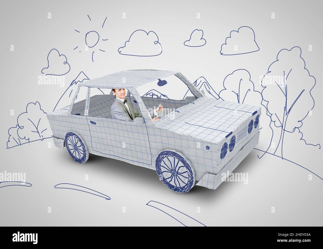 Man drive car sketch hi-res stock photography and images - Alamy