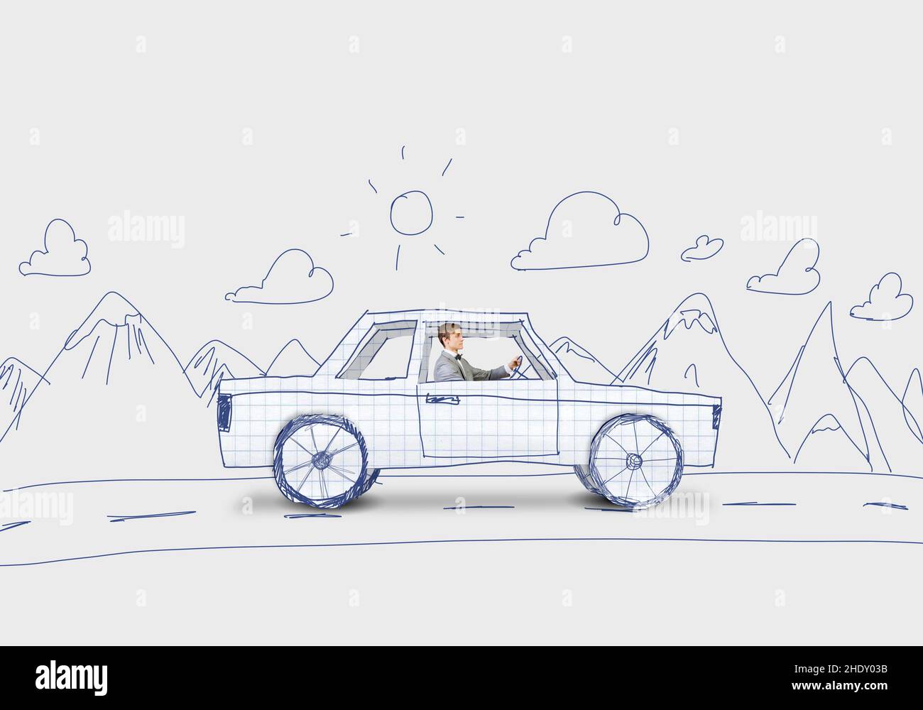 road trip, paper car, drive, driving, road trips Stock Photo - Alamy