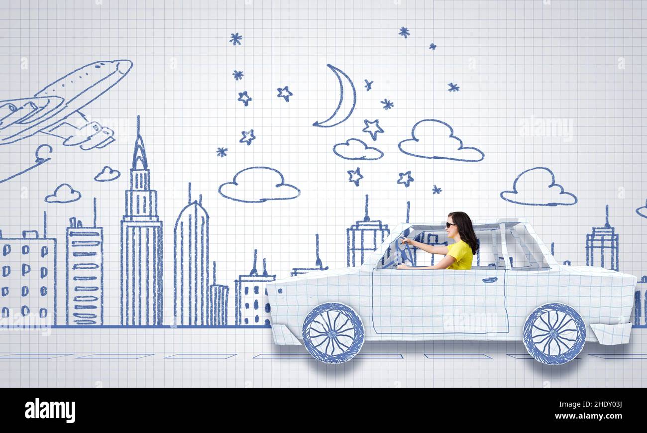 city trip, car trip, paper car, city trips, car journey, car ride ...