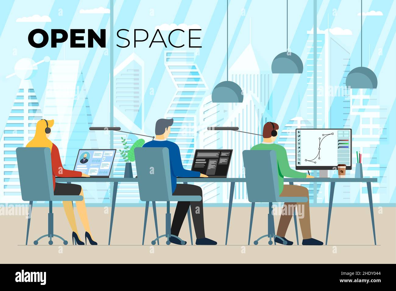 Coworking center open space office with freelance persons. Professional ...