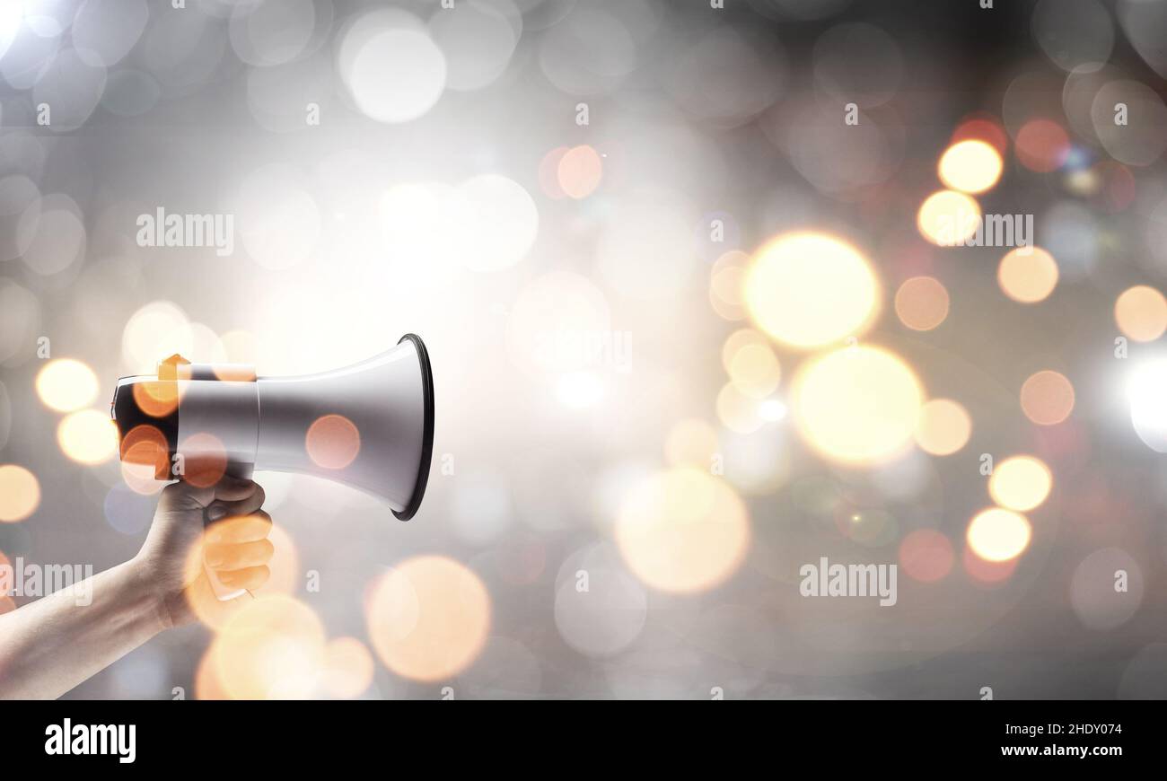 advertising, megaphone, announce, megaphones, announces Stock Photo - Alamy