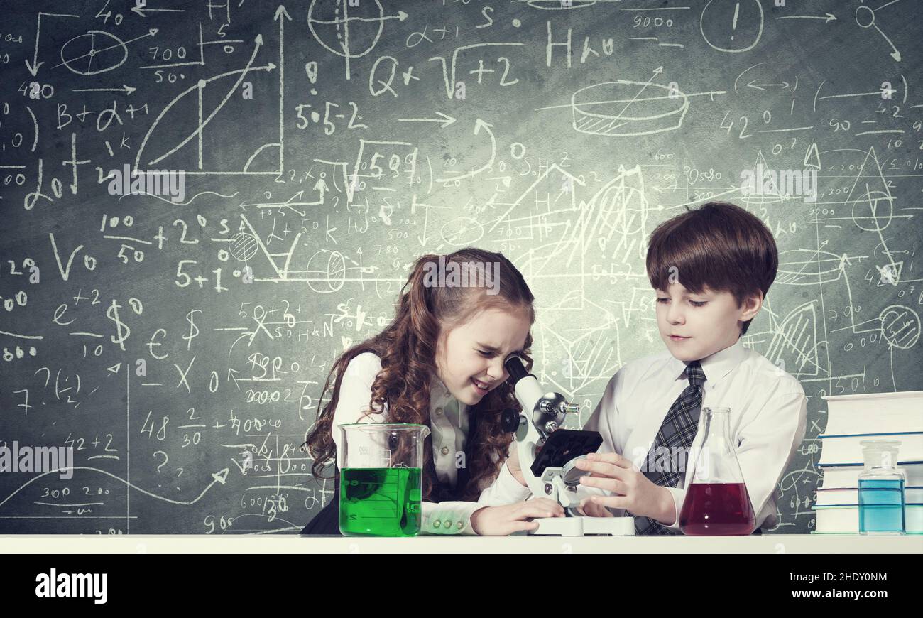 research, pupils, experiment, microscope, researchs, school childrens ...