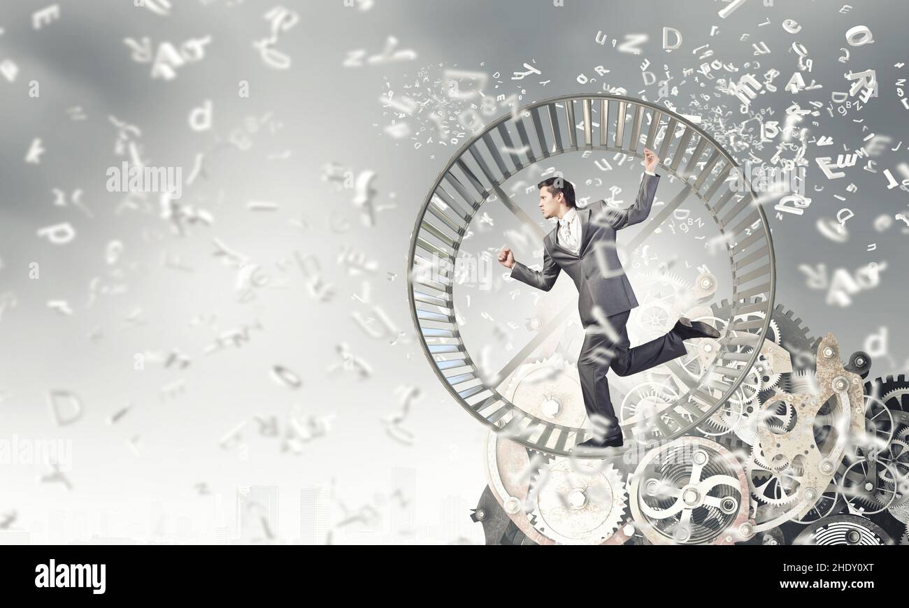 businessman, exercise wheel, loss of control, boss, businessmen ...