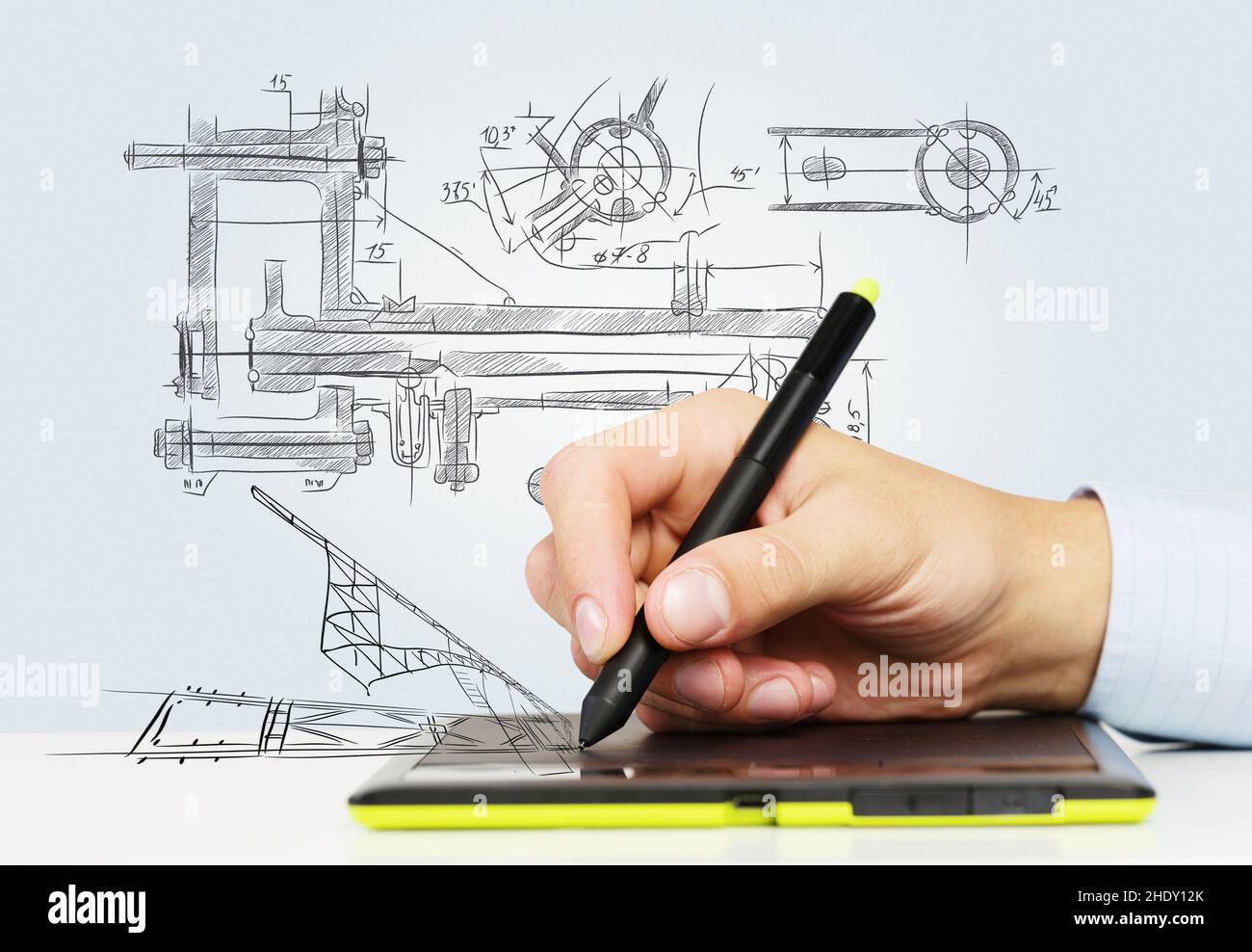 man made structure, engineering, graphics tablet, sketch, industrial ...