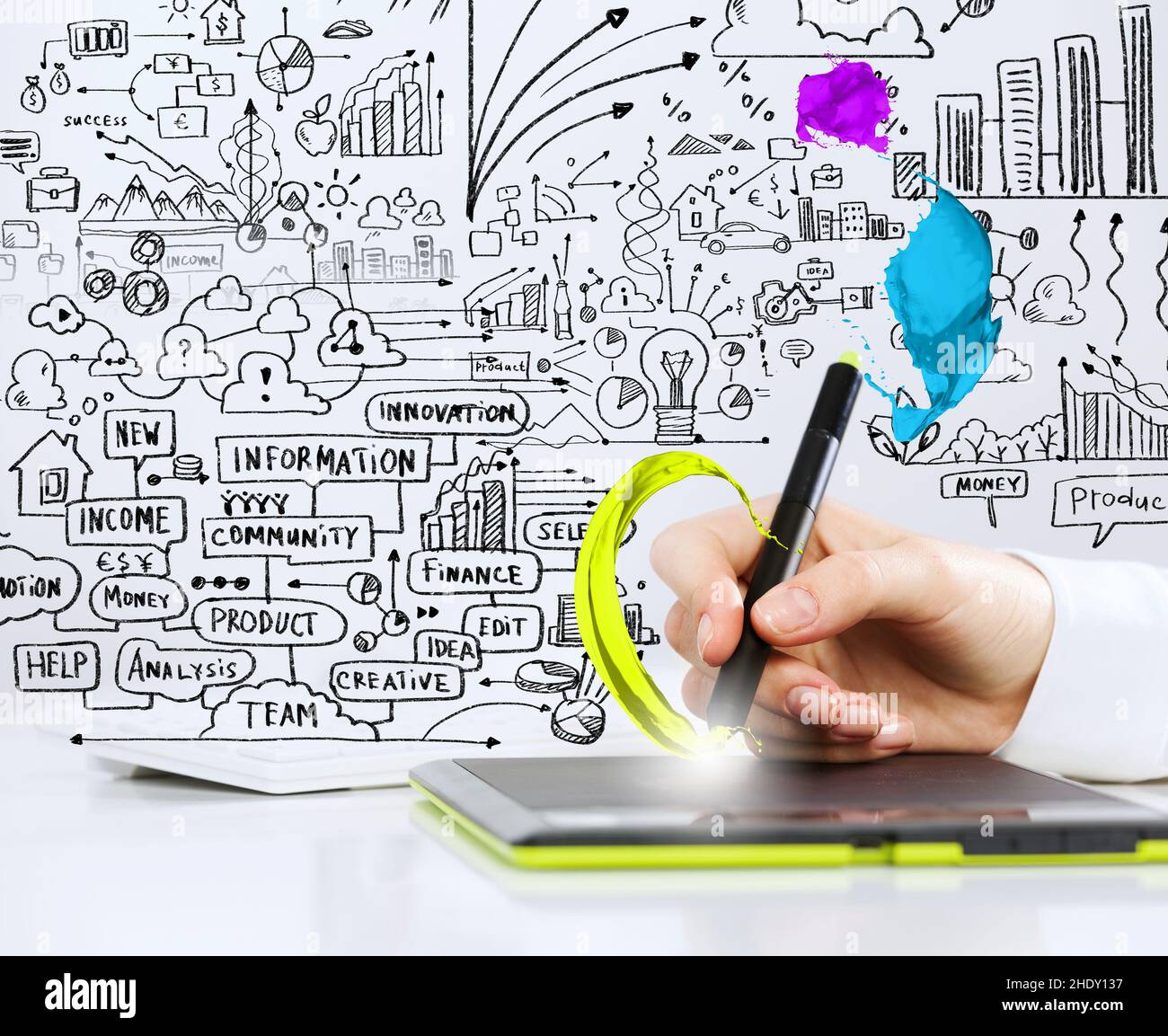 ideas, development, graphics tablet, graphic, mind mapping ...