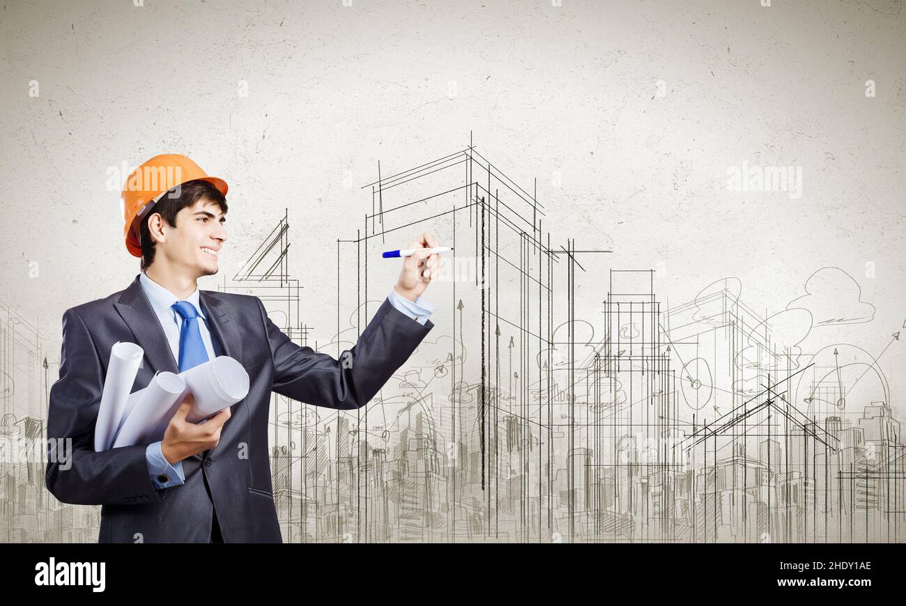 engineer, blueprint, sketching, engineers, blueprints, drawing Stock ...