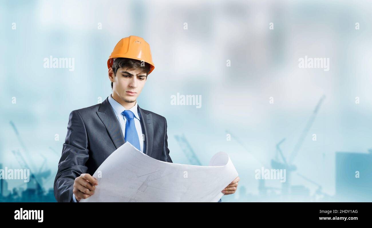 serious, construction site, architect, draft, constructor, construction ...