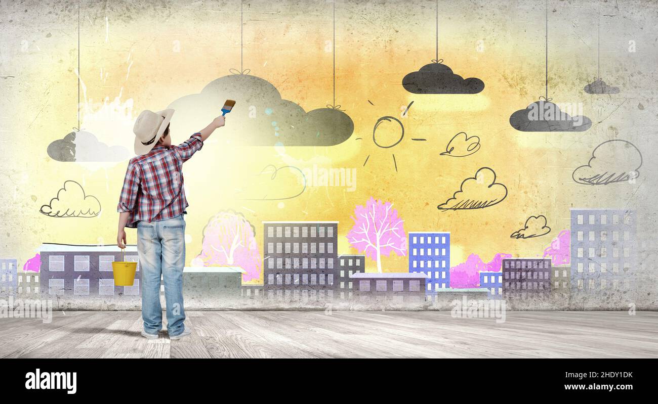 boy, paint, repairing, create, boys, paints, creates Stock Photo - Alamy