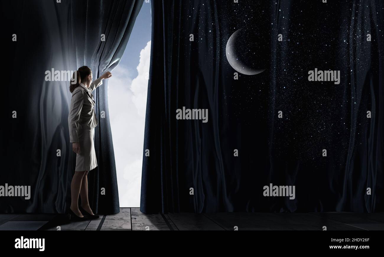 day, night, curtain, opening, days, nights, curtains, drape Stock Photo ...