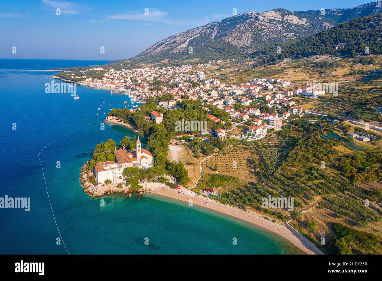 Bol and Zlatni rat from air Stock Photo - Alamy
