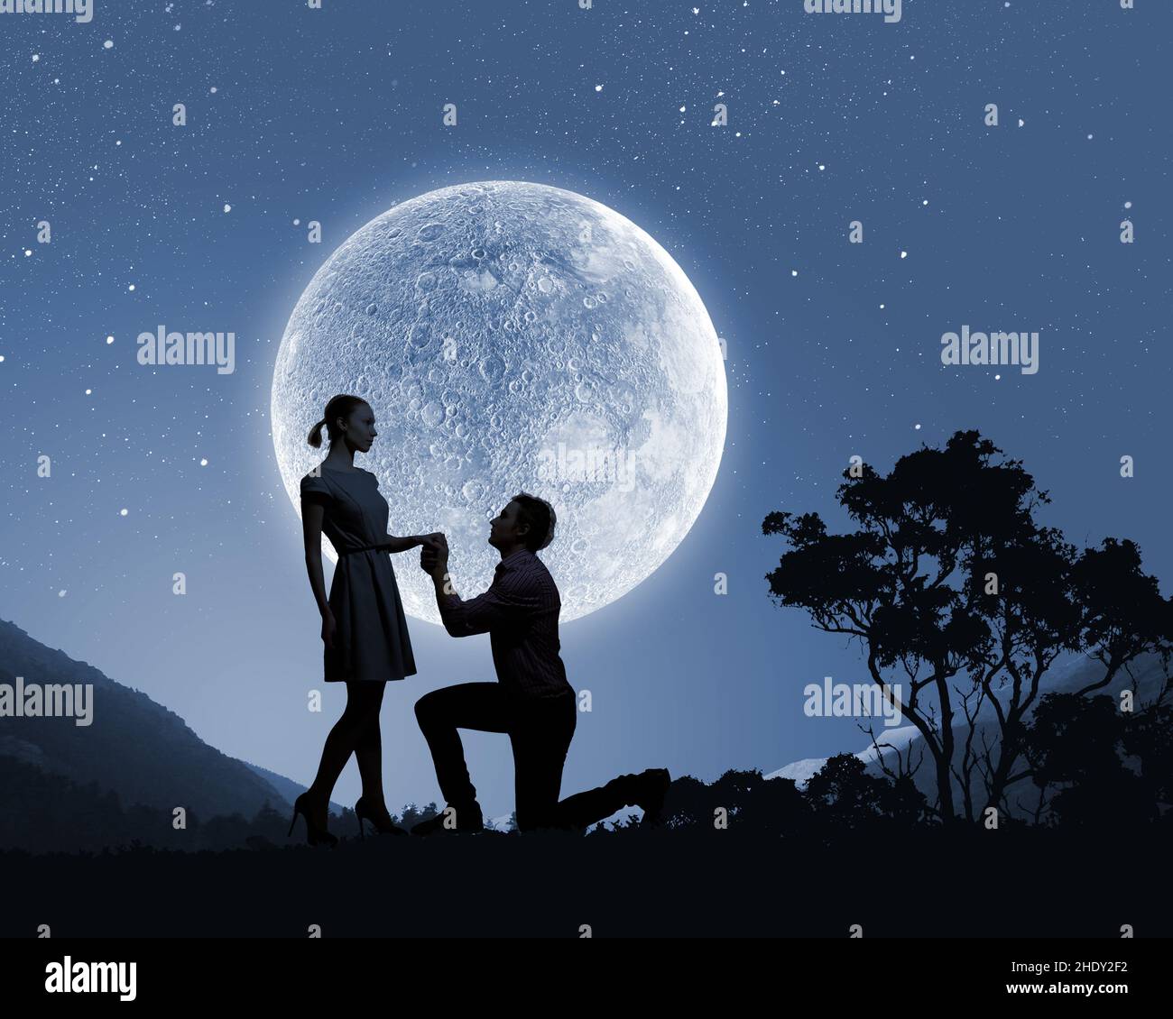 love, romantic, love couple, full moon, marriage proposal, loves ...