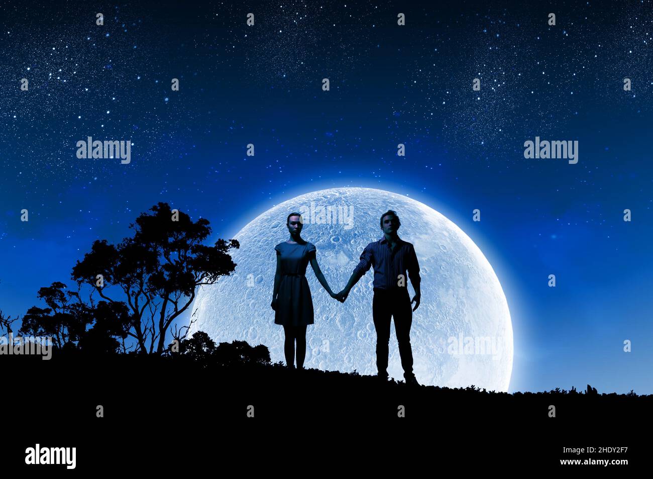 love couple, full moon, hand in hand, relationship, love couples, full ...