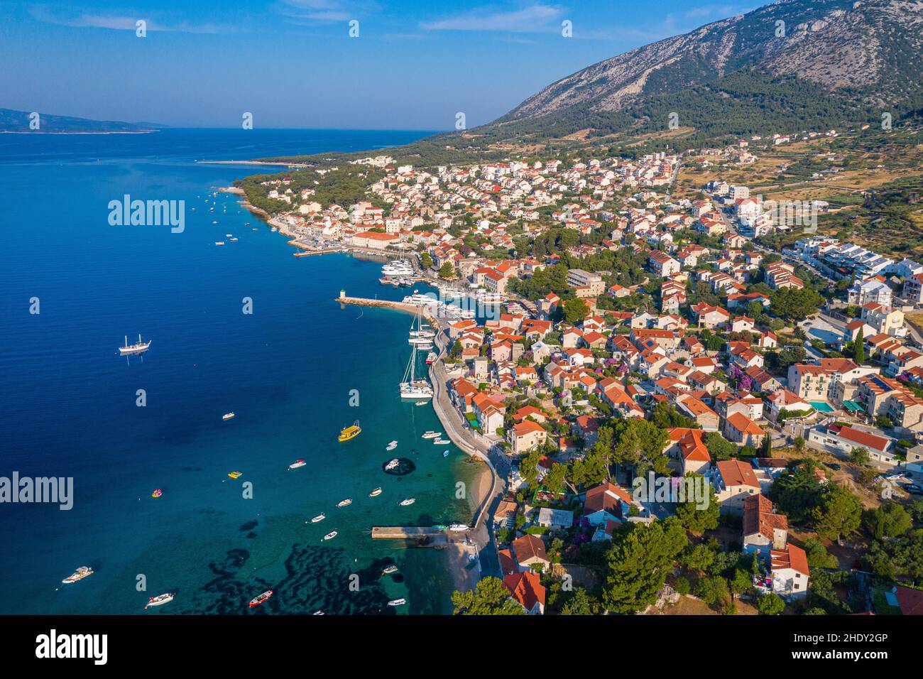 Bol and Zlatni rat from air Stock Photo - Alamy