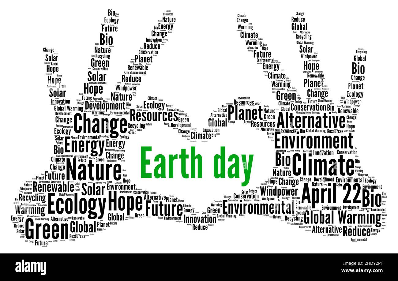 Earth Day 22 april word cloud concept illustration Stock Photo - Alamy